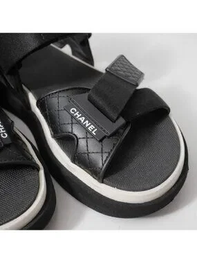 CHANEL | Shoes | Chanel Sandals 36 Cc Logo Quilted Sports Shoes | Poshmark